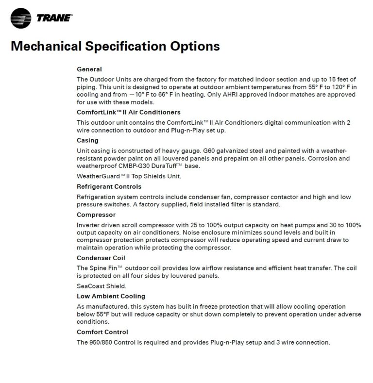 Trane XV20i Installation Manuals Download